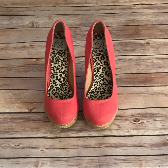 Shoes | Size 8 12 Coral Cloth Wedges | Poshmark